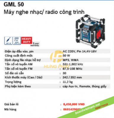 Máy nghe nhạc/Radio công trình Bosch GML 50 - Bosch Việt Nam